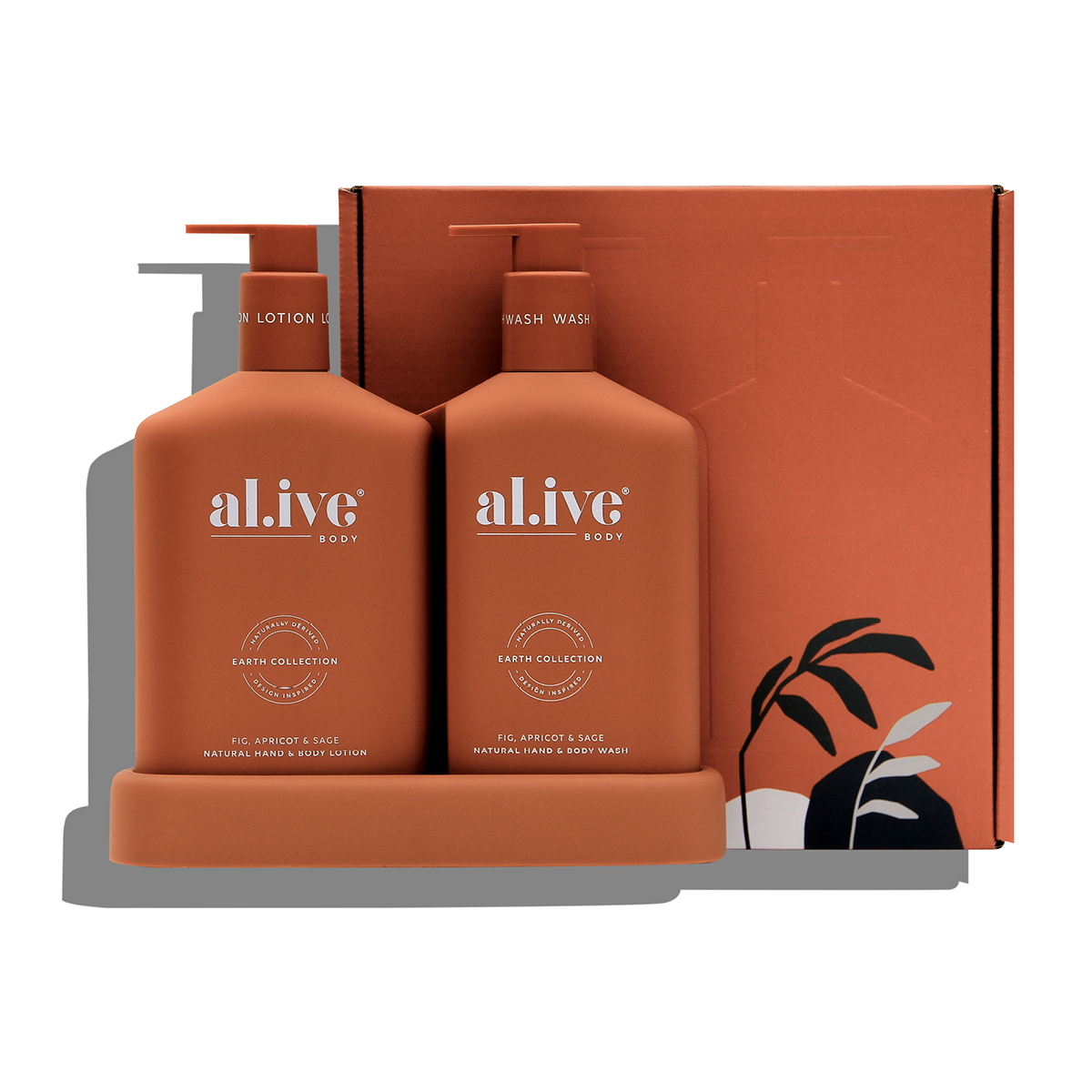 al.ive Hand Wash & Body Lotion Duo + Tray - Fig, Apricot & Sage