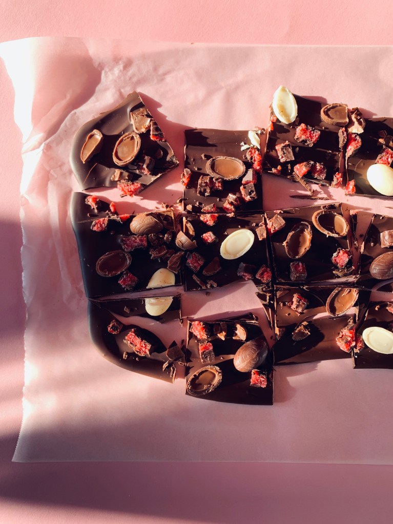 Dark Chocolate Cherry Easter Egg Bark Recipe