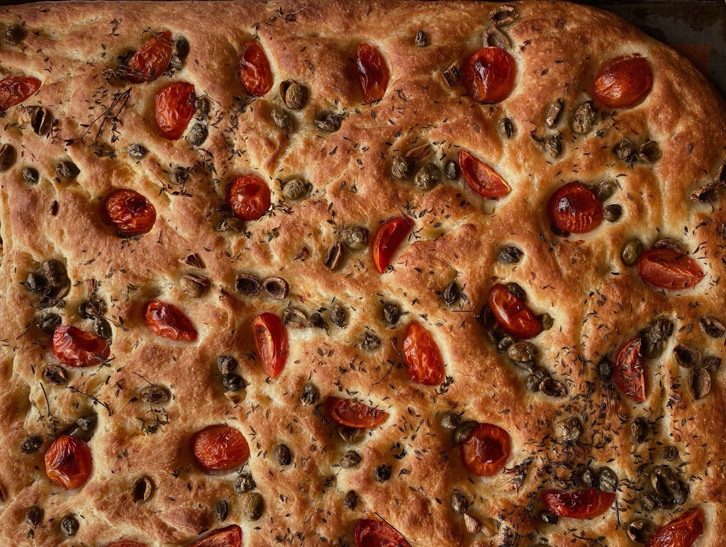 Tomato, Olive and Caper Focaccia Bread Recipe